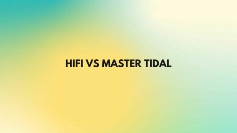 HiFi vs Master Tidal - All For Turntables